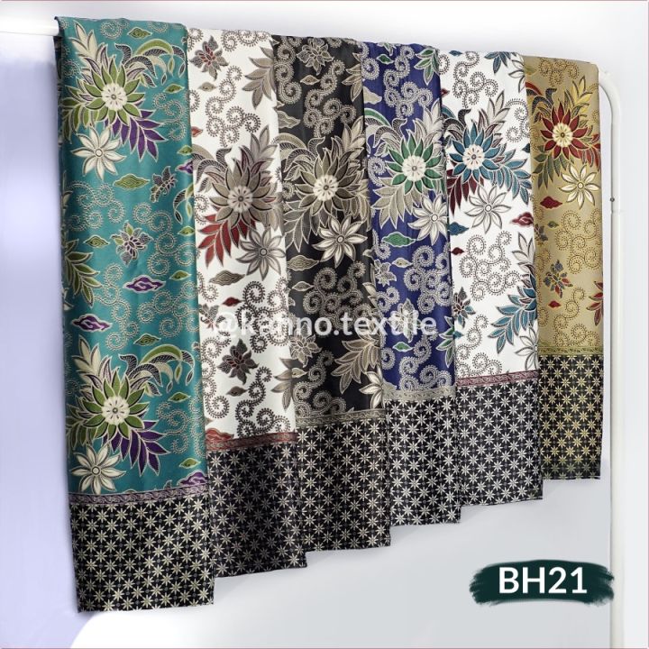 Kain Batik Halus Semi Sutra BH21 Motif Bunga Cream/Tosca/Putih/Hitam ...
