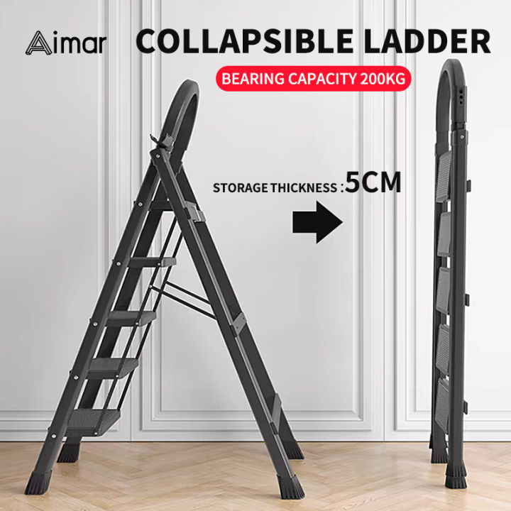3/4/5/6 Step Ladder Foldable Aluminum heavy duty Household Ladder ...