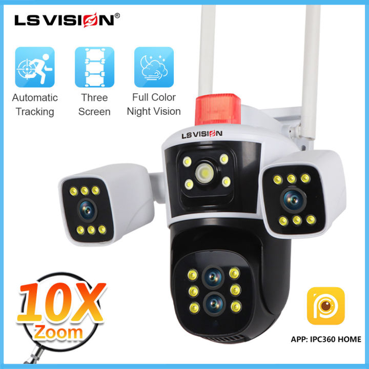 LS VISION 8K 16MP 4-Lens 10X Zoom Wifi Camera 24 Hours Video Recording PTZ Home Security CCTV ...