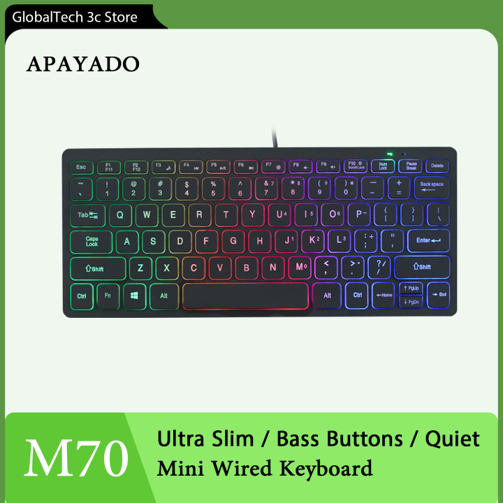 APAYADO M70 Slim Wired Keyboard, 78-Key Mini Layout, RGB Backlit ...