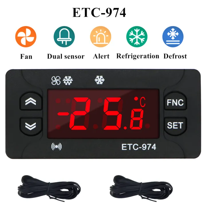ETC-974 Temperature Controller Refrigerator Defrosting Heating Control Thermoregulator with Dual ...