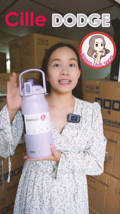 DODGE 1.3L (1300ml.) ขวดน้ำสแตนเลส SUS316 มีหลอดดูด Ecochang | Lazada.co.th