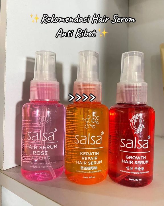 [ SALSA ] HAIR SERUM SPRAY KERATIN ROSE GROWTH VITAMIN RAMBUT BPOM | Lazada