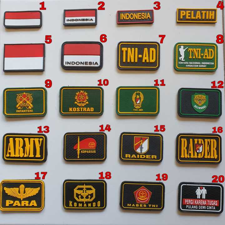 patch rubber logo tni ad - tni al - kostrad - infantri - kopassus ...