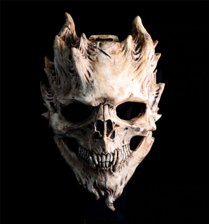 Halloween Demons Skeleton Mask Scary Old Bones Skull Half Face Mask ...