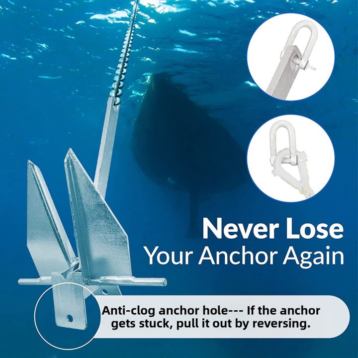 Danforth Iron Anchor Hot Dipped Galvanized Slide Ring Folding Anchor for Kayak And Boat Use on ...