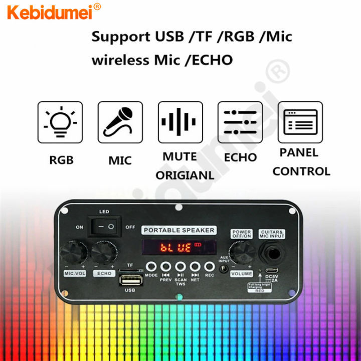 Kebidumei Bluetooth 5.0 MP3 Bộ khuếch đại kỹ thuật số Hội Đồng Quản trị kênh đôi Máy nghe nhạc ...