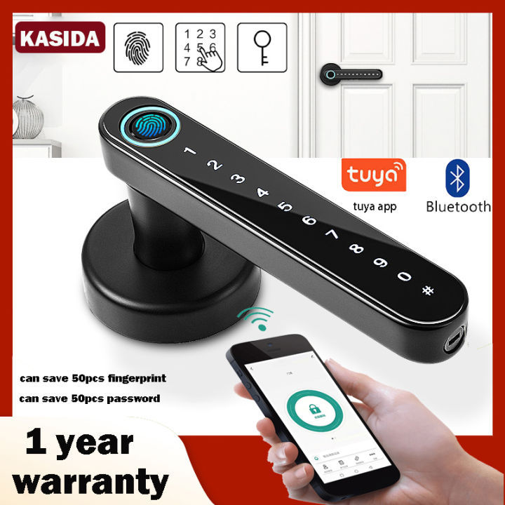 KASIDA Bluetooth smart door lock main door with tuya app fingerprint ...