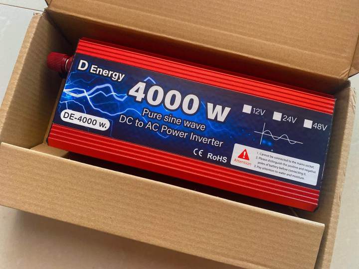 Inverter 4000w คลื่นเพียวไซน์ D-energy 4000w 12v dc to 220v ac (ประกัน1 ...