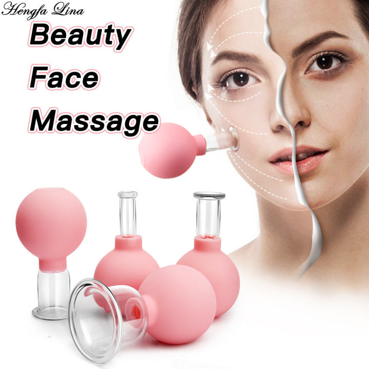 Rubber Face Massager Vacuum Cupping Face Skin Lifting Facial Cups Anti
