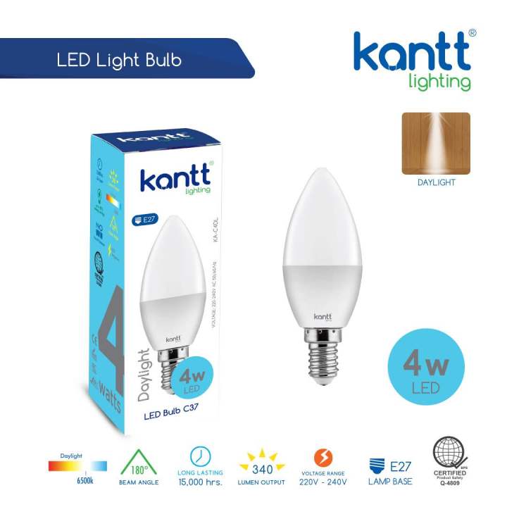 Kantt Lighting E14 Candle LED Light Bulb - 4W (Daylight & Warm White ...
