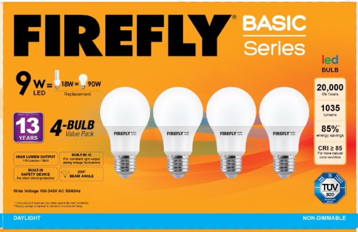 Firefly Basic 4-LED Bulb Value Pack 9W DL - V40EBI109DL (Daylight ...