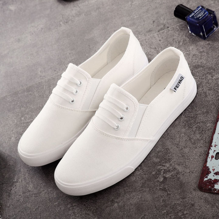Feiyao Ins Same Style Canvas Shoes Korean Style Slip-on Versatile Basic ...
