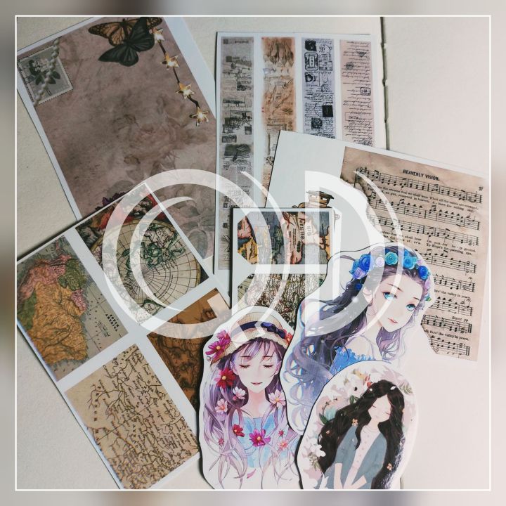 isi 8 lembar sesuai gambar stiker vintage type B sticker glossy murah ...