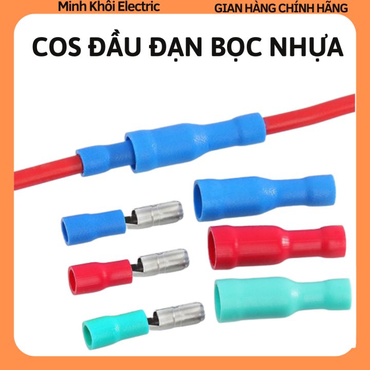 100 Cos đầu đạn đầu Cos Nối Dây điện Cốt đực Cái Cosse Hình đầu đạn