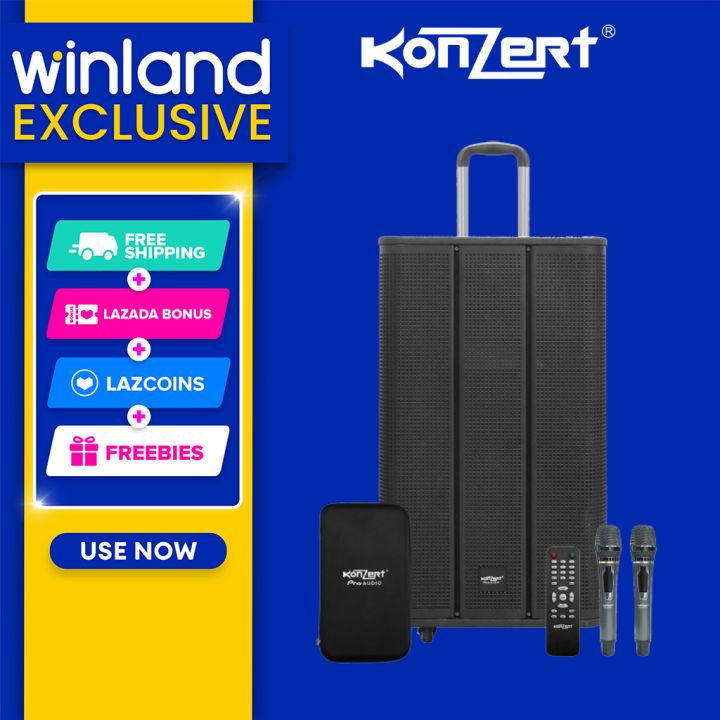 Konzert by Winland 15inch 800W Portable Trolley Speaker with USB/SD, FM ...