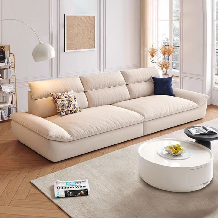 Modern Minimalist Technology Cloth Sofa Three-Seater Living Room Cream ...