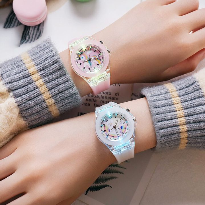 Fashion Kids Boy And Girls LED Luminous Watches Unicorn Pattern ...