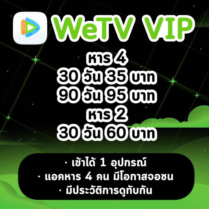 WeTV VIP 30 วัน , 90 วัน | วีทีวี วีไอพี | Lazada.co.th