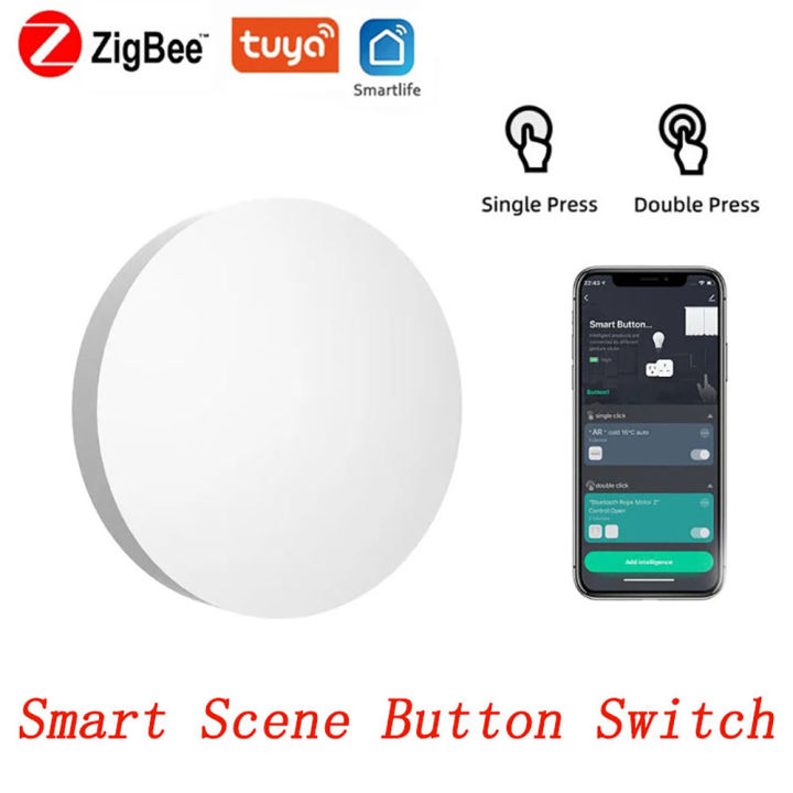 Tuya ZigBee Button Scene Switch Intelligent Linkage Smart Switch Battery Powered Automation Work ...