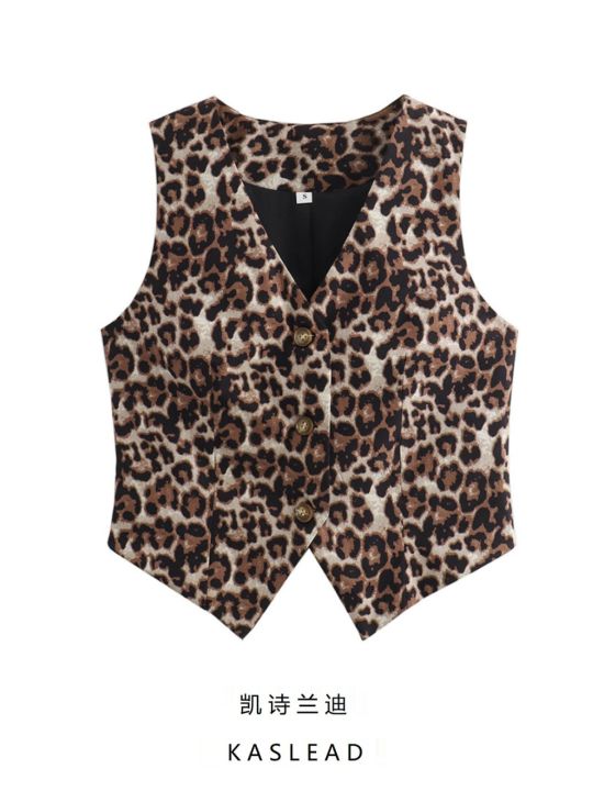 เสื้อกั๊กลายเสือดาว KASLEAD แฟชั่นใหม่สำหรับผู้หญิง ลำลอง เรียบง่าย ทัน ...