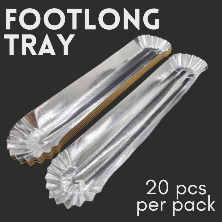 Footlong Tray Disposable 20pcs per pack Silver and White | Lazada PH