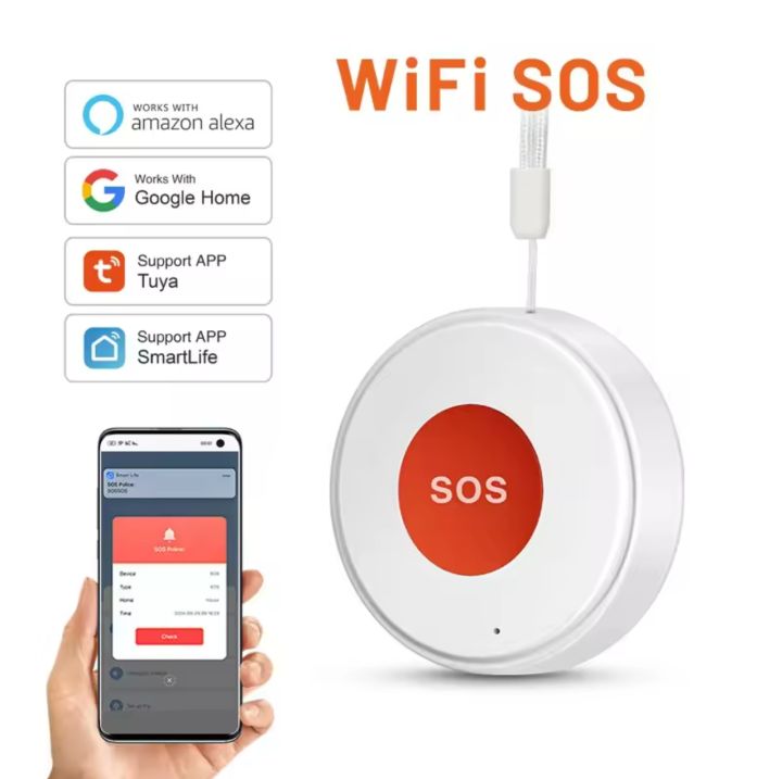 Tuya WiFi Smart SOS Call Button Wireless Caregiver Pager Phone Alert ...