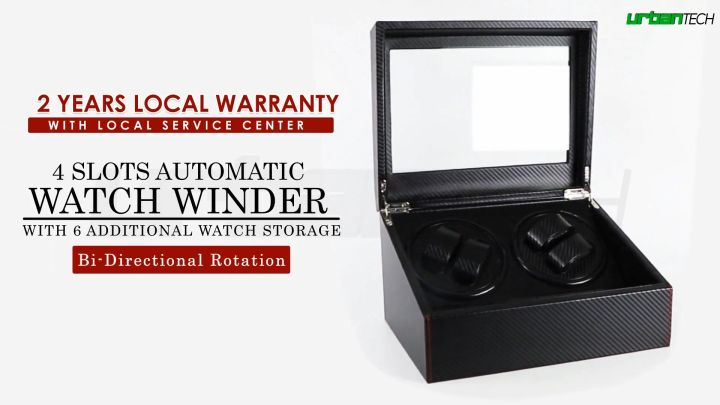4 Slots Automatic Watch Winder Bi-directional Rotation Watch Box with 6 ...