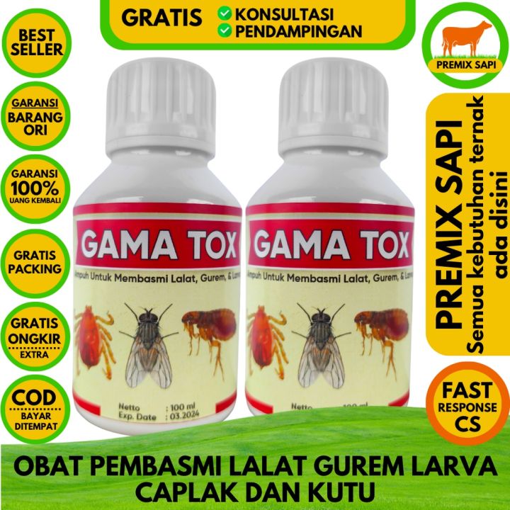 GAMA TOX 100ml - obat pembasmi larva, lalat, gurem, kutu dan caplak ...