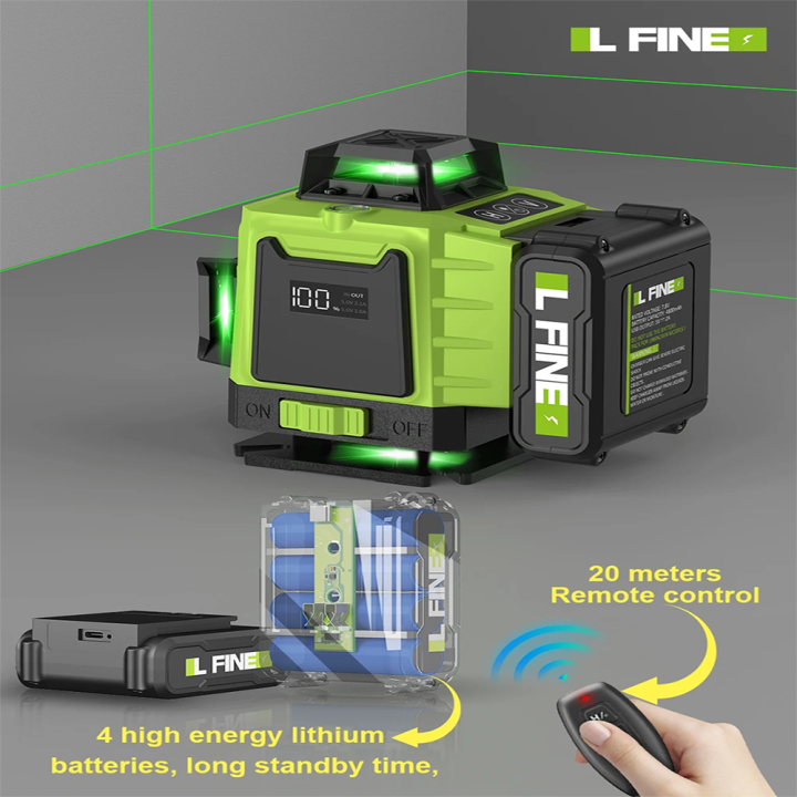 LFINE 3D/4D Laser Level 8/12/16 Lines Horizontal And Vertical With ...