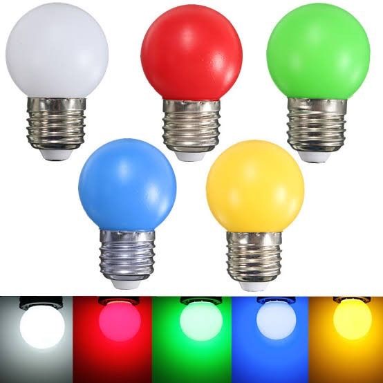 lampu bohlam LED WARNA WARNI kecil hias bulat Merah kuning hijau biru ...
