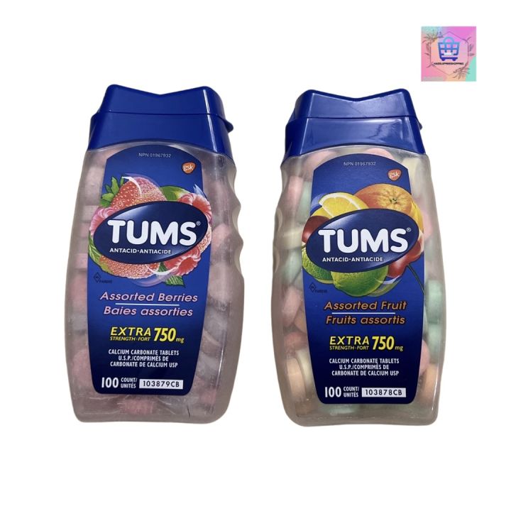 Tums Extra Strength Antacid for Heartburn Relief, 750mg, 100 tablets ...
