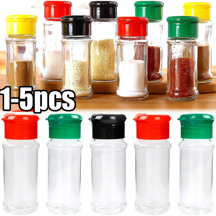 1-5pcs Plastic Spice Jars, Plastic Bottle Containers, Pepper Shaker ...
