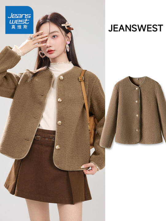 Áo Khoác Nỉ Lót Lông Cừu Jeanswest Cho Nữ Mùa Đông 2025 Áo Khoác Ngắn ...