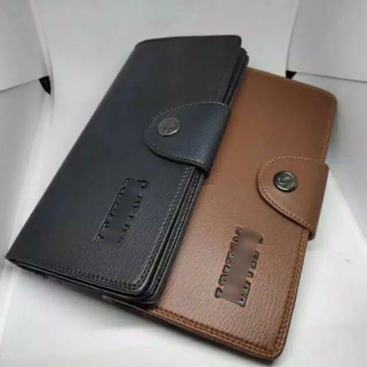 Amirjayastore dompet pria panjang model kancing PU LEATHER polos ...