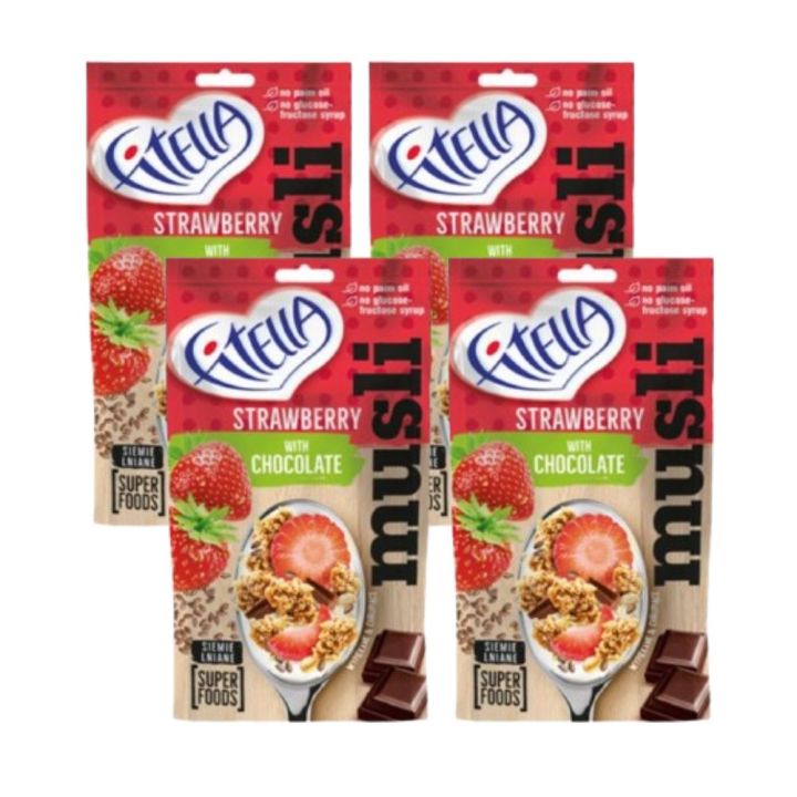 Fitella Strawberry Muesli with Chocolate 50g - Pack of 4 | Lazada PH