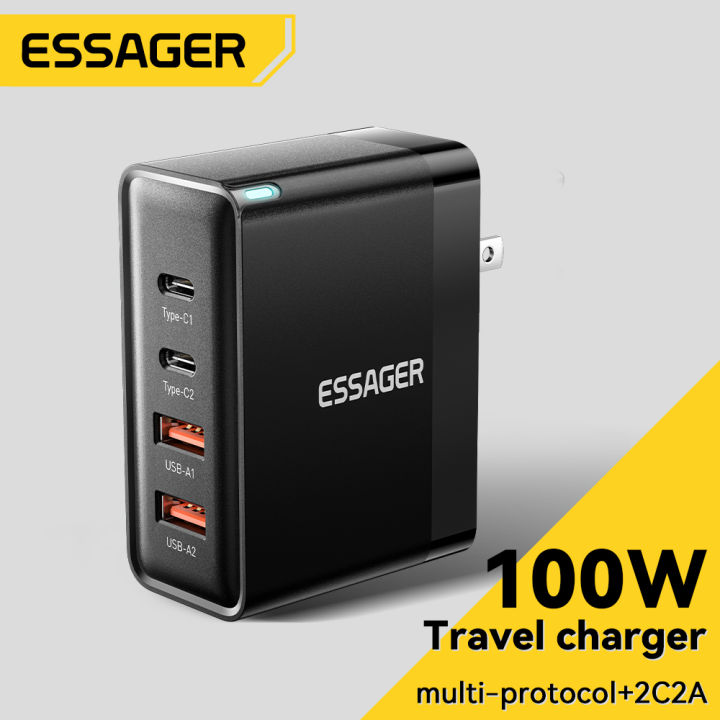 Essager 100W 2C 2A เครื่องชาร์จตั้งโต๊ะ GaN USB C PD สถานีชาร์จแบบรวดเร็ว QC 3.0 PD 3.0 Type C ...