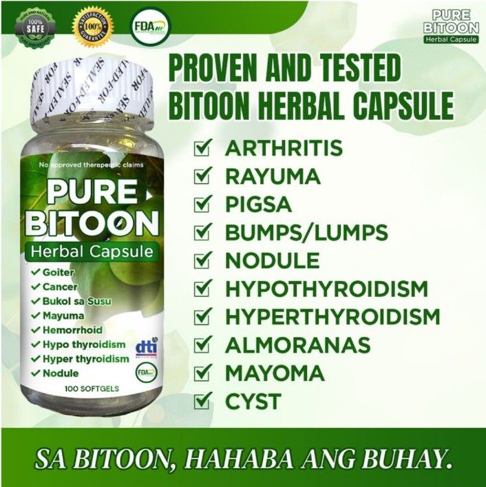 PURE BITOON Herbal Capsule for Goiter, Breast Lumps, Mayoma, Almuranas, Pigsa, Cyst, Nodule ...