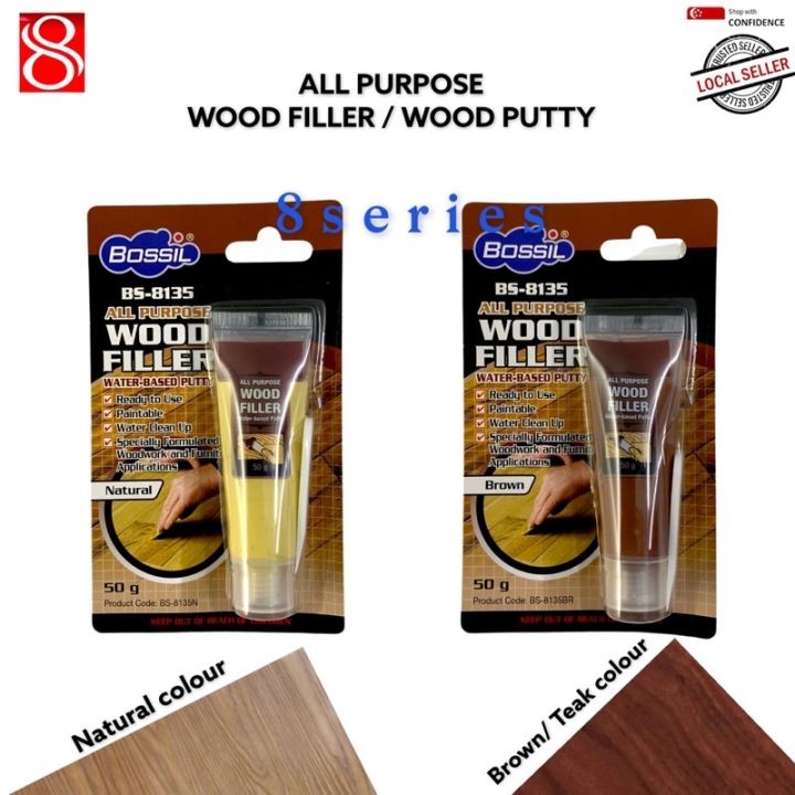 BOSSIL WOOD PUTTY FILLER / wood filler 50g Brown and Natural colour ...