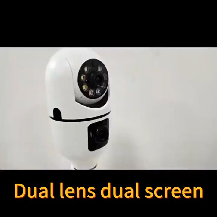 V380 Pro 2K 8MP Dual Lens Bulb CCTV Camera Dual Screens Two Direction wide angle 360° PTZ ...