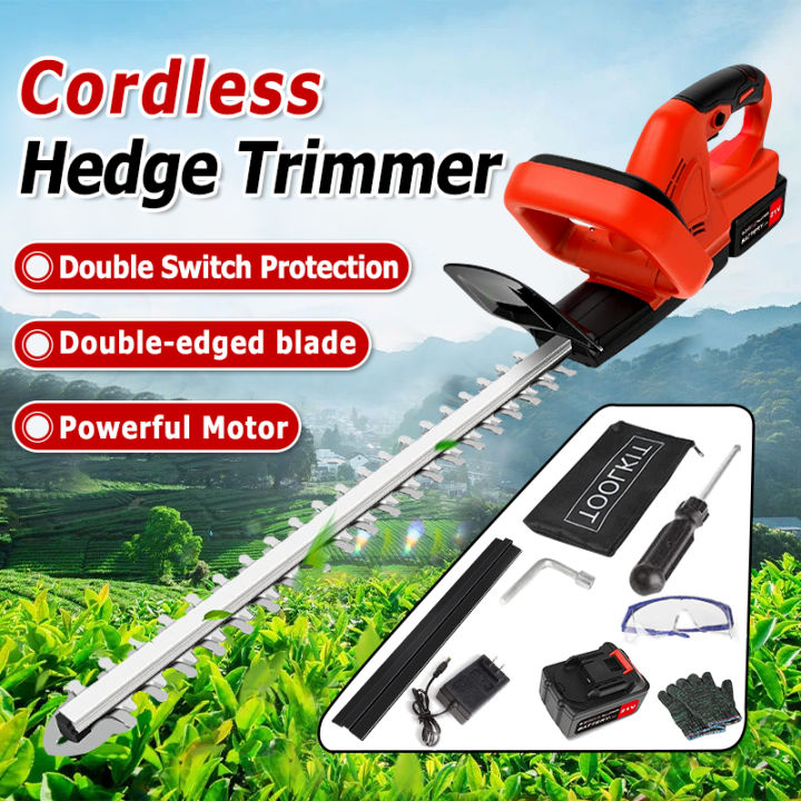 Hedge Trimmer Cordless Portable Electric Grass Trimmer with Dual-Action ...