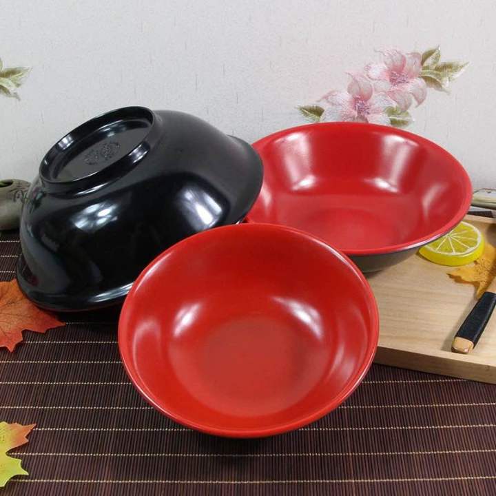 Black and red melamine series Japanese tableware bowls and plates round ...