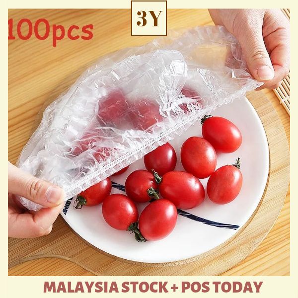3Y 100pcs Elastic Disposable Food Cover Food Grade Plastic Wrap Food ...