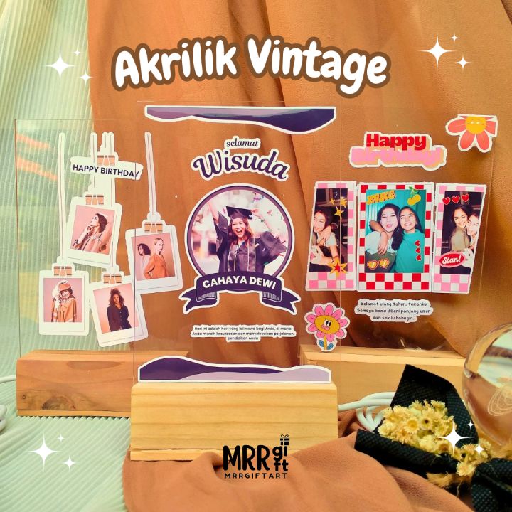 Kado Akrilik vintage aesthetic / gift wedding graduation birthday ...