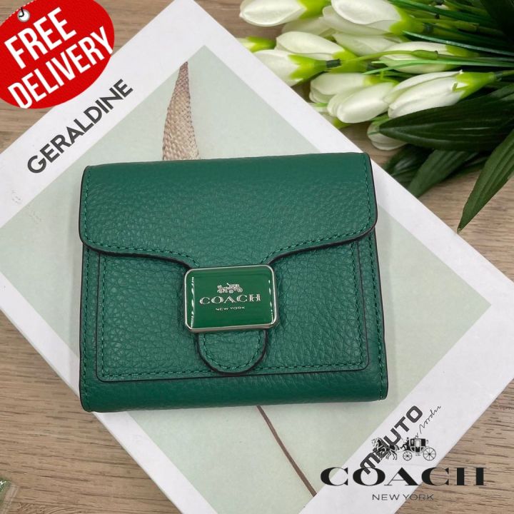 กระเป๋าสตางค์ PEPPER WALLET (COACH C7428) SILVER/GREEN | Lazada.co.th