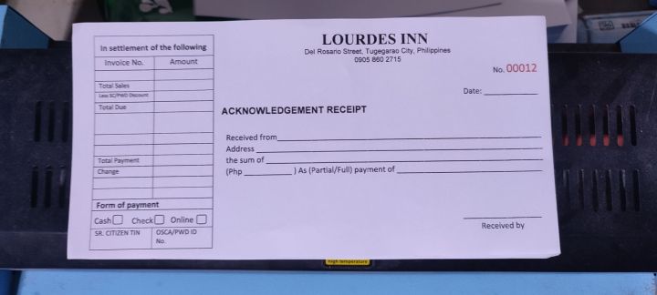 Acknowledgement Receipt Non Carbonized Duplicated copy Free series ...