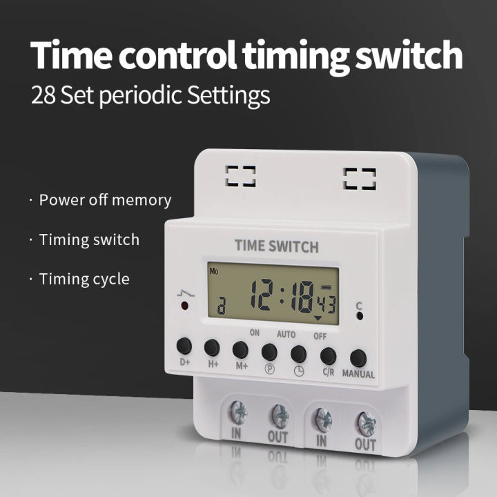 60a 220v Digital Electronic Timer Switch Weekly Programmable Timing Control Time Controller