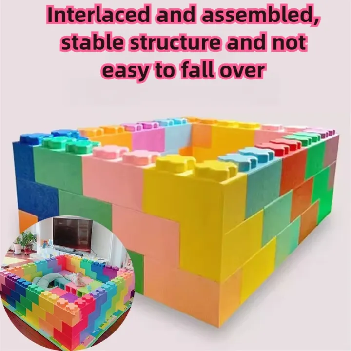 Large Square Brick foam Building Block Fence Wall Toy Park Castle ...