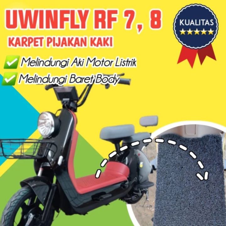 Karpet pijakan bordes sepeda listrik model mi bihun sepeda listrik Uwinfly RF7 RF8 Hitam ...
