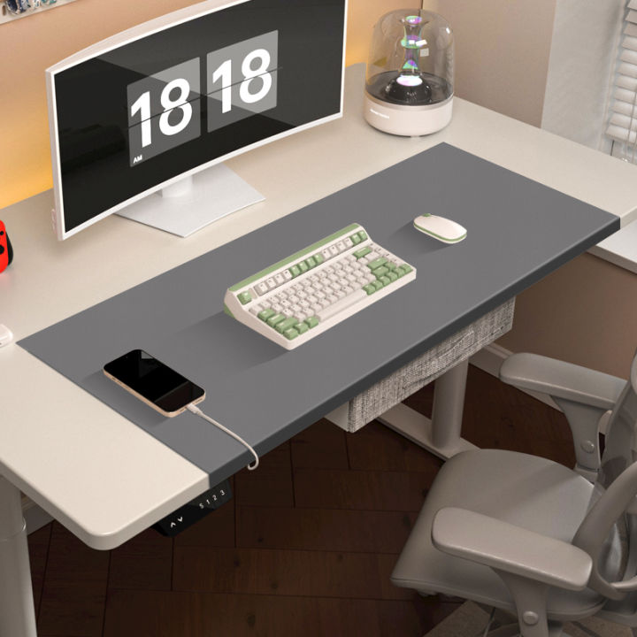 Extra Large Leather Desk Mat Hanging Edge for Office Computer Keyboard ...
